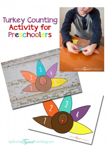 Turkey Preschool Counting & Fine Motor Activity - Tips from a Typical Mom