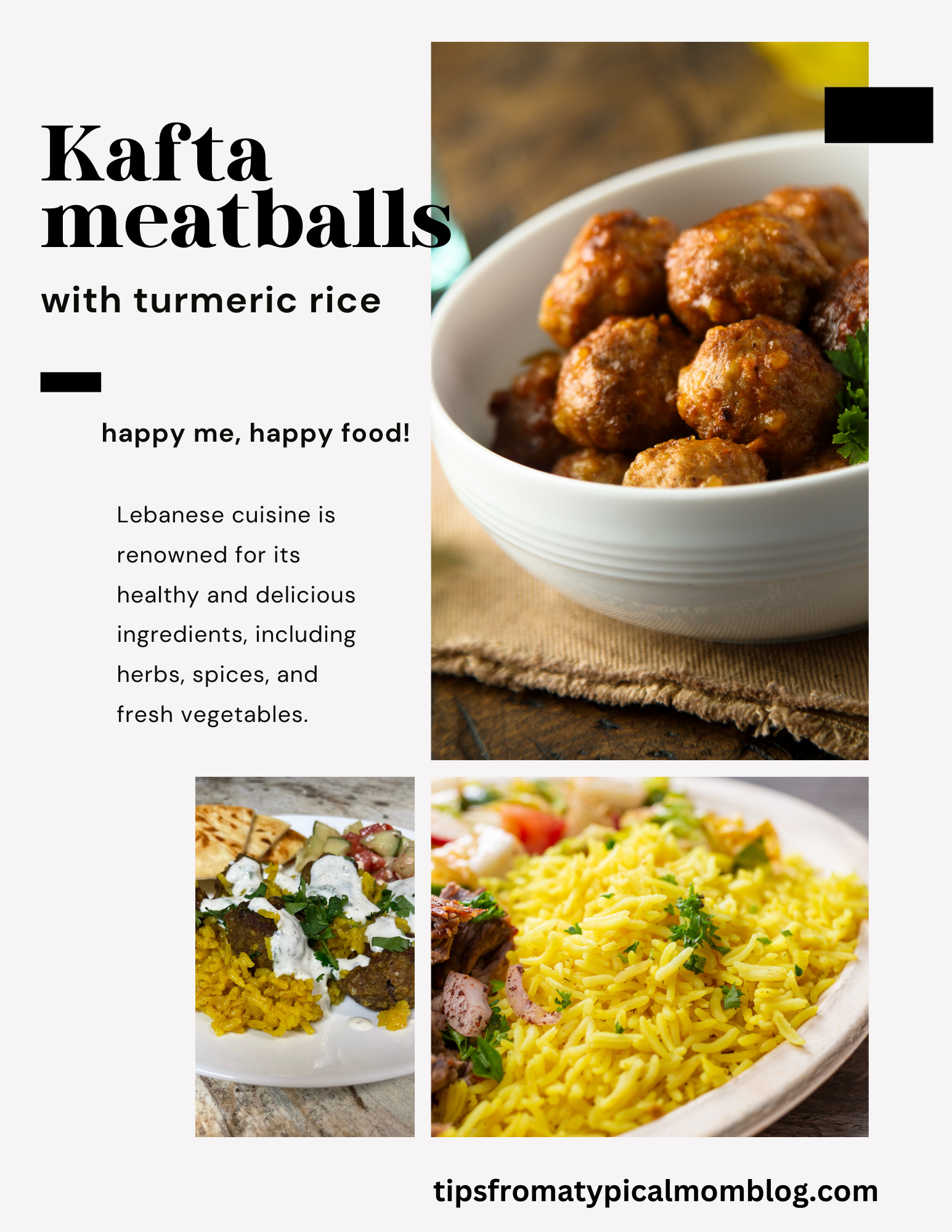 Mediterranean (Kafta) Meatballs and Turmeric Rice with Greek Yogurt ...